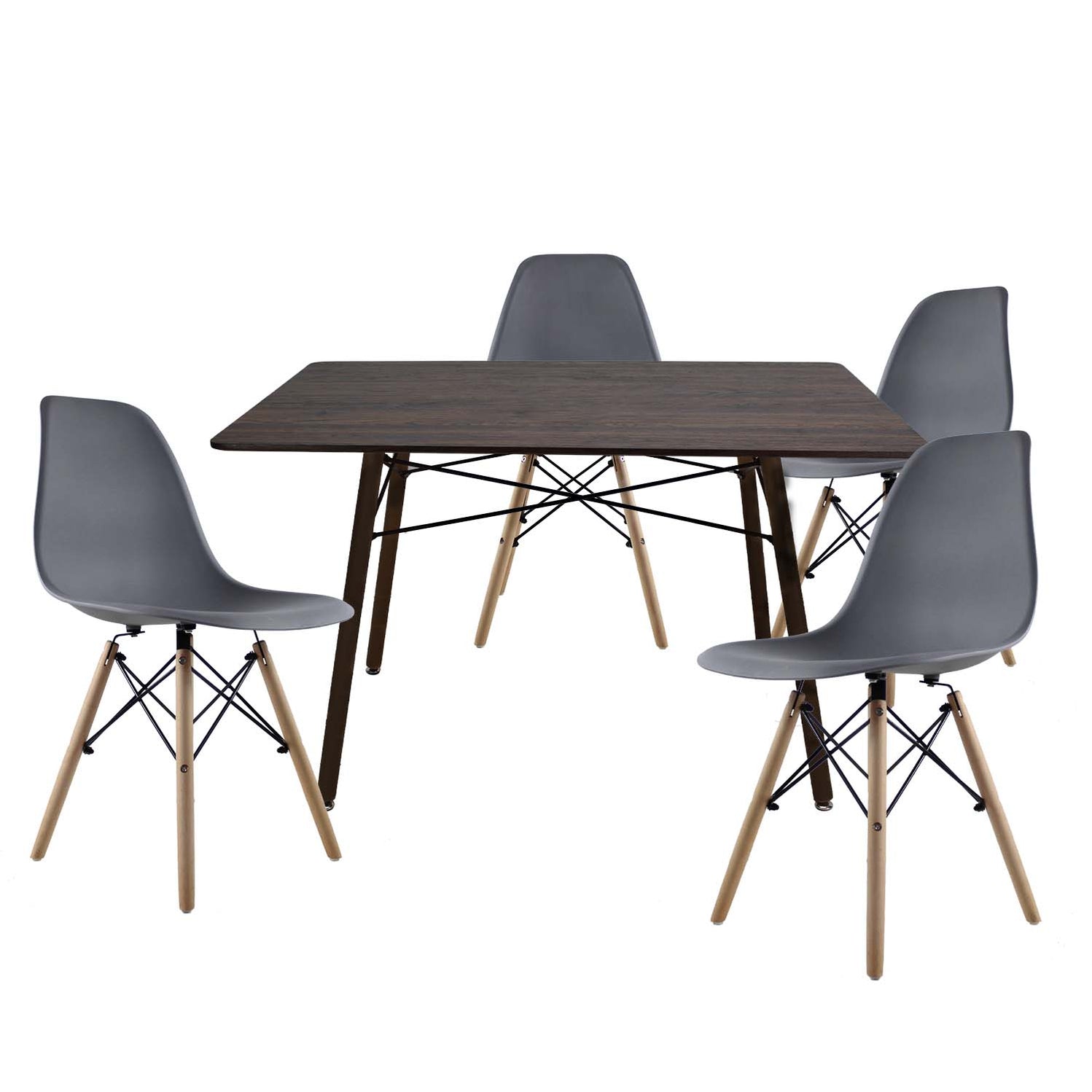 Comedor Mesa Oslo Rectangular Nogal + 4 Sillas Oslo